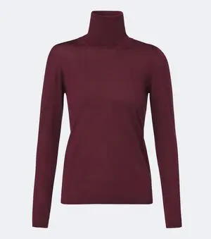 Max Mara Virgin Wool Turtleneck Sweater - Burgundy
