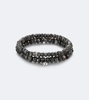 SYDNEY EVAN Set Of 2 14kt White Gold Beaded Bracelets With Diamonds And Moonstones - Grey