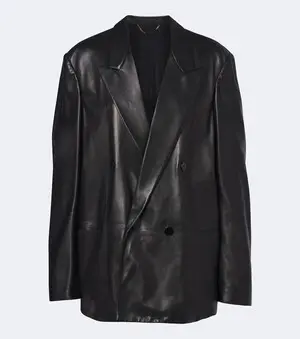 Gucci Double-breasted Leather Jacket - Black