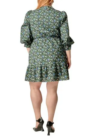 English Factory Floral Print Pintuck Smock Mini Dress