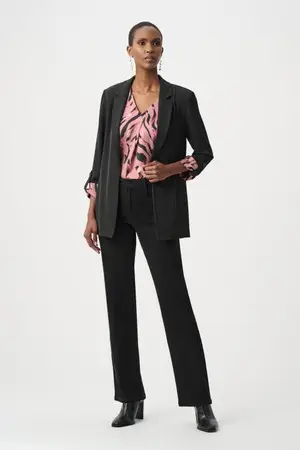 Joseph Ribkoff Woven Twill Printed Cuffs Blazer