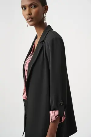Joseph Ribkoff Woven Twill Printed Cuffs Blazer