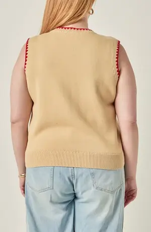 English Factory Strawberry Embroidered Knit Vest