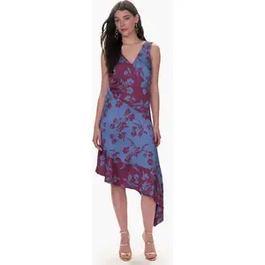 Rebecca Taylor Harper Print Mix Dress - Cornflower/plum Multi