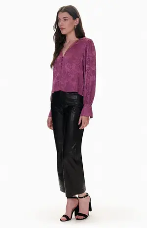 Rebecca Taylor Audrey Jacquard Blouse - Plum