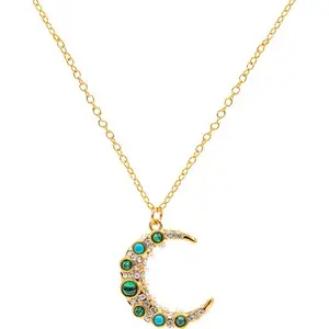 LA MENO 18 Karat -plated Turquoise Crescent Moon Pendant Necklace - Gold