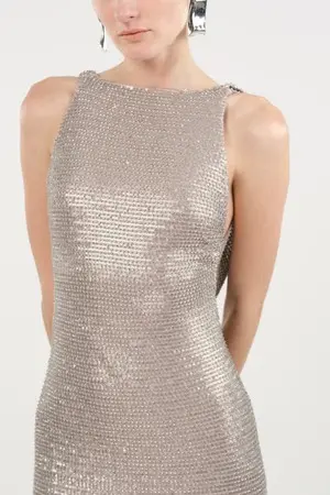 NOCTURNE Sequin Open Back Maxi Dress