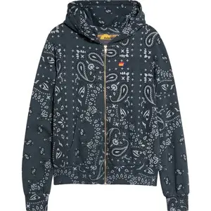 Aviator Nation Bandana Front Zip Hoodie Charcoal