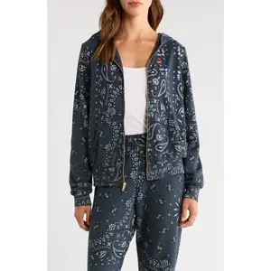 Aviator Nation Bandana Front Zip Hoodie - Charcoal