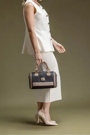 CAVALINHO 607" Handbag With Barrel Silhouette - Brown/beige