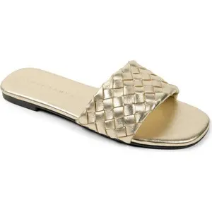 Yosi Samra Nathalie Metallic Woven Leather Slide Sandals