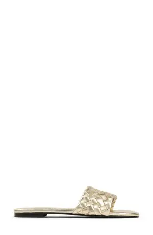 Yosi Samra Nathalie Metallic Woven Leather Slide Sandals