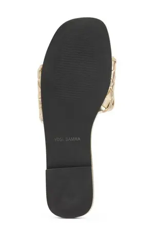 Yosi Samra Nathalie Metallic Woven Leather Slide Sandals