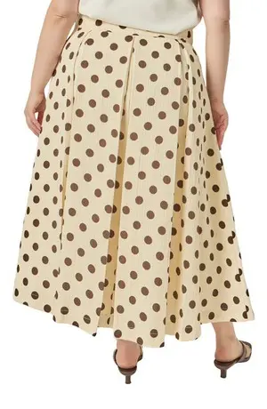 English Factory Polka Dot Pleated Midi Skirt
