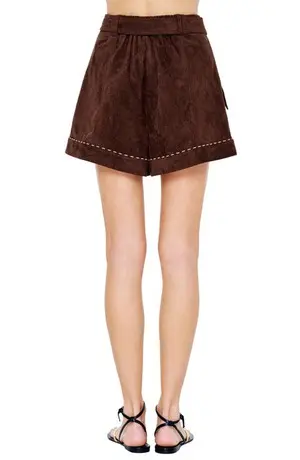 CIEBON Reagan Faux Suede Shorts With Belt