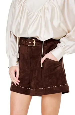 CIEBON Reagan Faux Suede Shorts With Belt