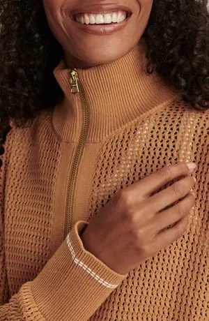 Varley Ina Full Zip Mesh Knit Cardigan