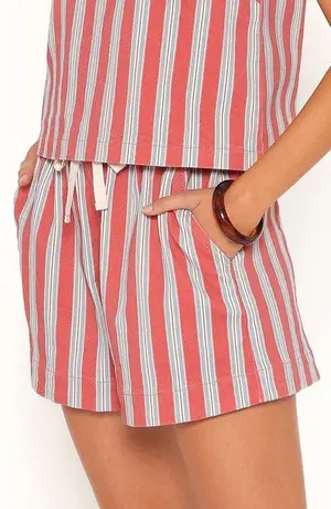 PETAL & PUP Marinda Stripe Cotton Drawstring Shorts