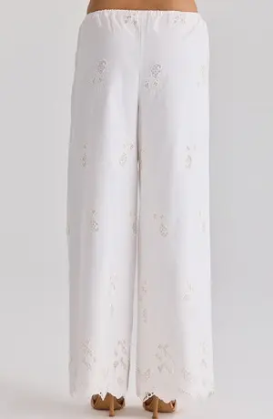 House Of Cb Mirea Broderie Anglaise Wide Leg Pants
