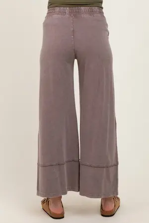 PINKBLUSH Mineral Wash Wide Leg Ankle Maternity Pants