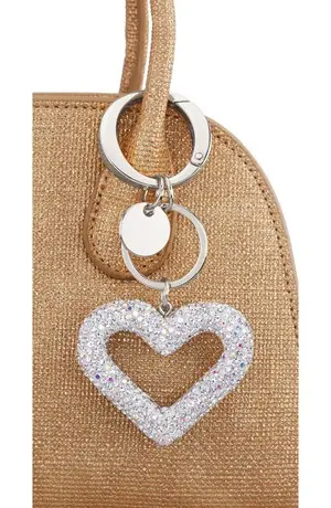 Nina Corazon Crystal Heart Bag Charm - Silver