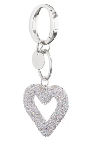 Nina Corazon Crystal Heart Bag Charm - Silver