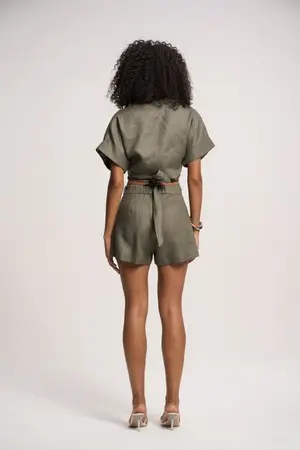 JBQ Mia Short Linen High-rise Relaxed Fit Pleated Shorts