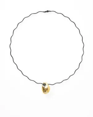 THE LINK BETWEEN Sculptural Gold Vermeil Chain Necklace With Black Scalloped Chain