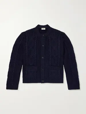 Saint Laurent Cable-knit Wool Cardigan - Blue