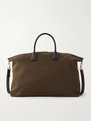 Saint Laurent Bowling Leather-trimmed Cotton-canvas Weekend Bag - Green