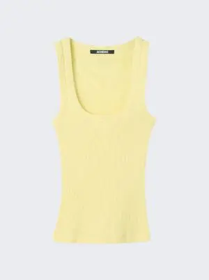 Jacquemus Second Skin Ribbed Tank Top - Yellow