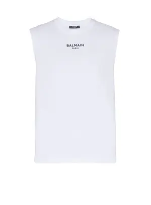 Balmain Embroidered Paris Tank Top - White