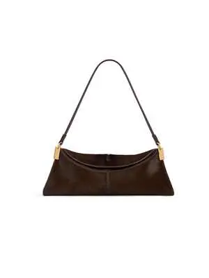 Balmain 64-83 Small Bag In Pony-effect Leather - Dark Brown