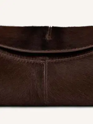 Balmain 64-83 Small Bag In Pony-effect Leather - Dark Brown