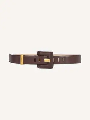 Balmain Anthem Large Leather Belt - Dark Brown
