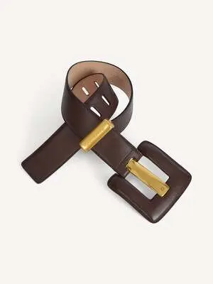 Balmain Anthem Large Leather Belt - Dark Brown