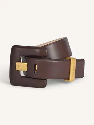 Balmain Anthem Large Leather Belt - Dark Brown