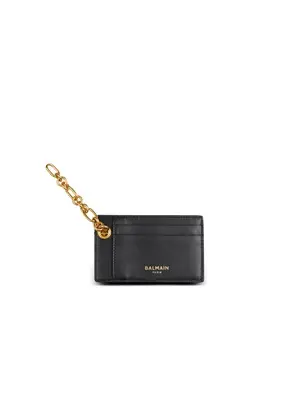 Balmain Pulse Card Holder In Monogram Jacquard - Black