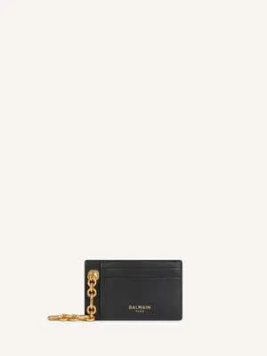 Balmain Pulse Card Holder In Monogram Jacquard - Black