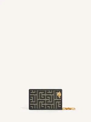 Balmain Pulse Card Holder In Monogram Jacquard
