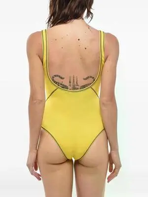 Dsquared2 Logo-print Contrast-stitch Swimsuit - Yellow