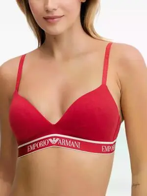 Emporio Armani Logo-tape Triangle Bra - Red