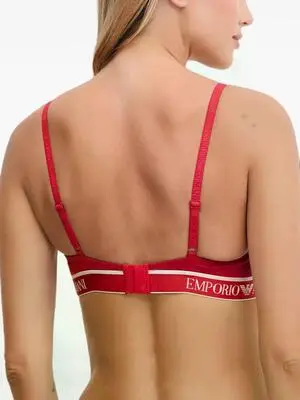 Emporio Armani Logo-tape Triangle Bra - Red