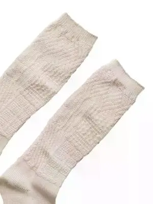 YAHAE Patchwork-knit Organic Cotton-blend Crew Socks - White