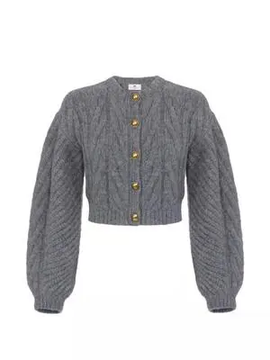Elisabetta Franchi Cardigan With Golden Buttons - Grey