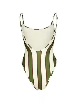 HAIGHT. Thidu Piping Striped Scoop-neck Swimsuit
