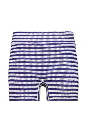 Bond Eye Dom Striped Crinkle-effect Shorts - Purple