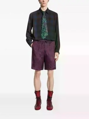 Dries Van Noten Loose Fit Viscose-twill Shorts With Floral Stripe Print