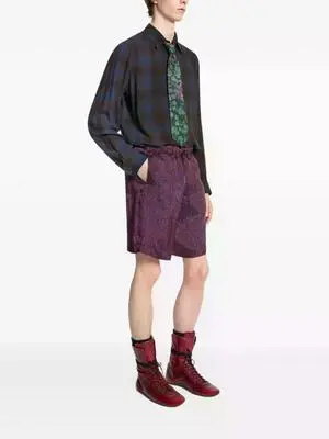 Dries Van Noten Loose Fit Viscose-twill Shorts With Floral Stripe Print