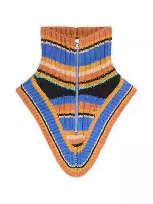 Dries Van Noten DRIES VAN NOTEN Ribbed Wool Zip Collar With Multicolored Stripes Blue